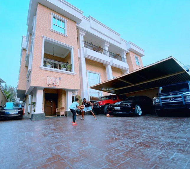 Peter Okoye And Cameron Pictured Playing Basketball In Self-isolation ...